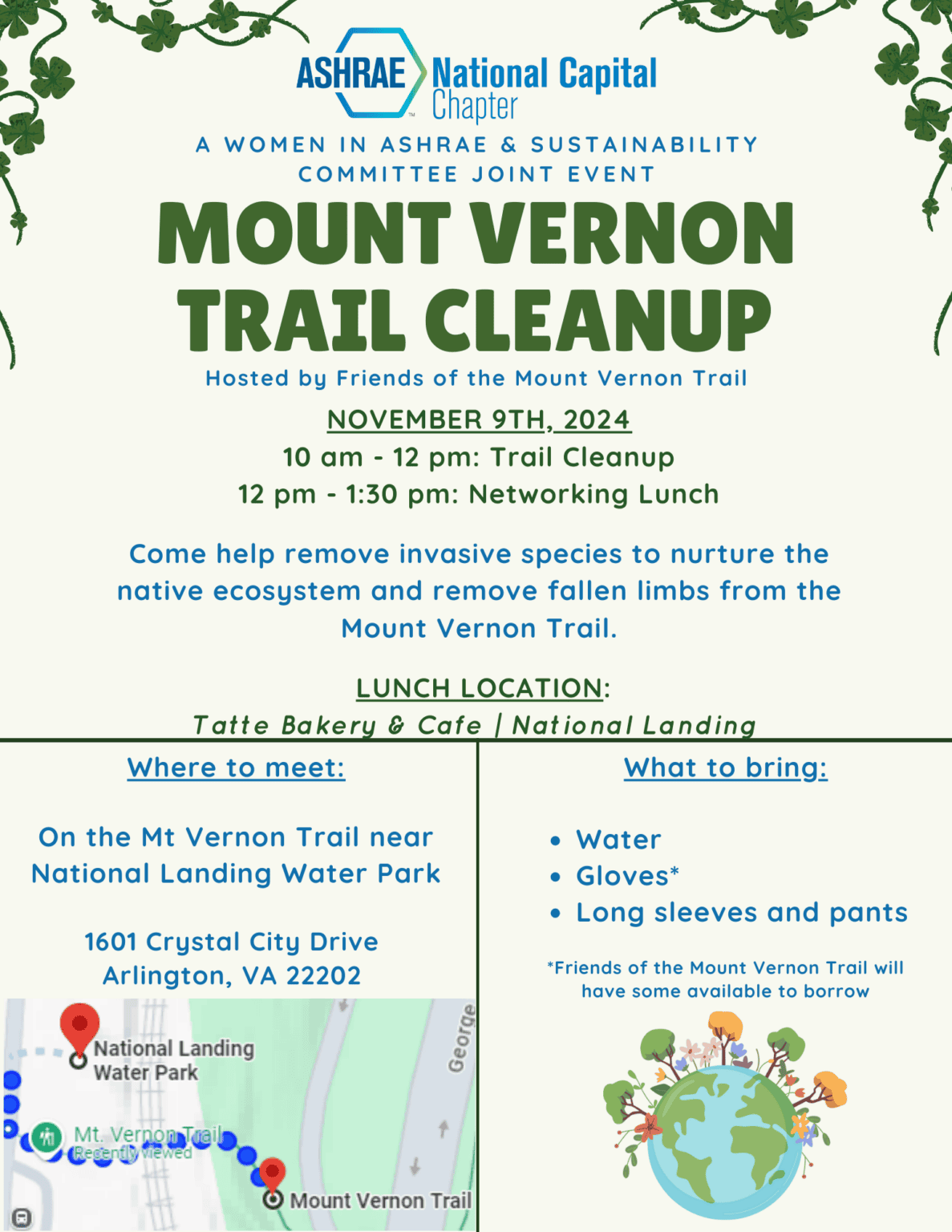 WIA & Sustainability Mount Vernon Trail Cleanup Volunteer Event – NCC ...